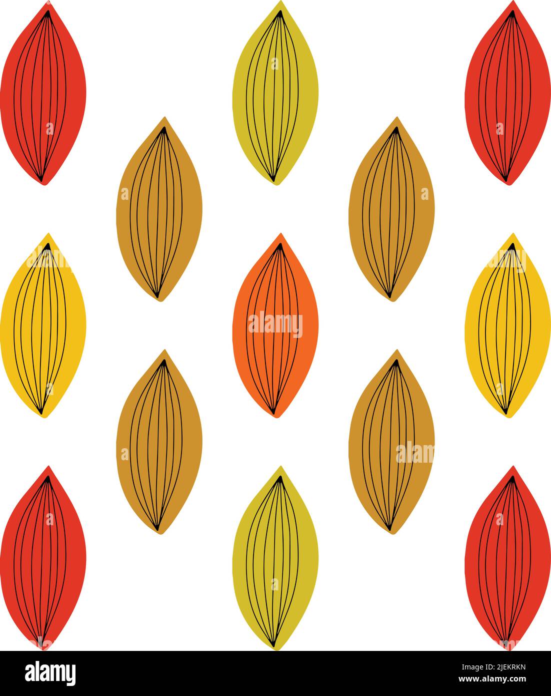 Fall leaf vector illustration. Seamless pattern. Hand drawn colorful ...
