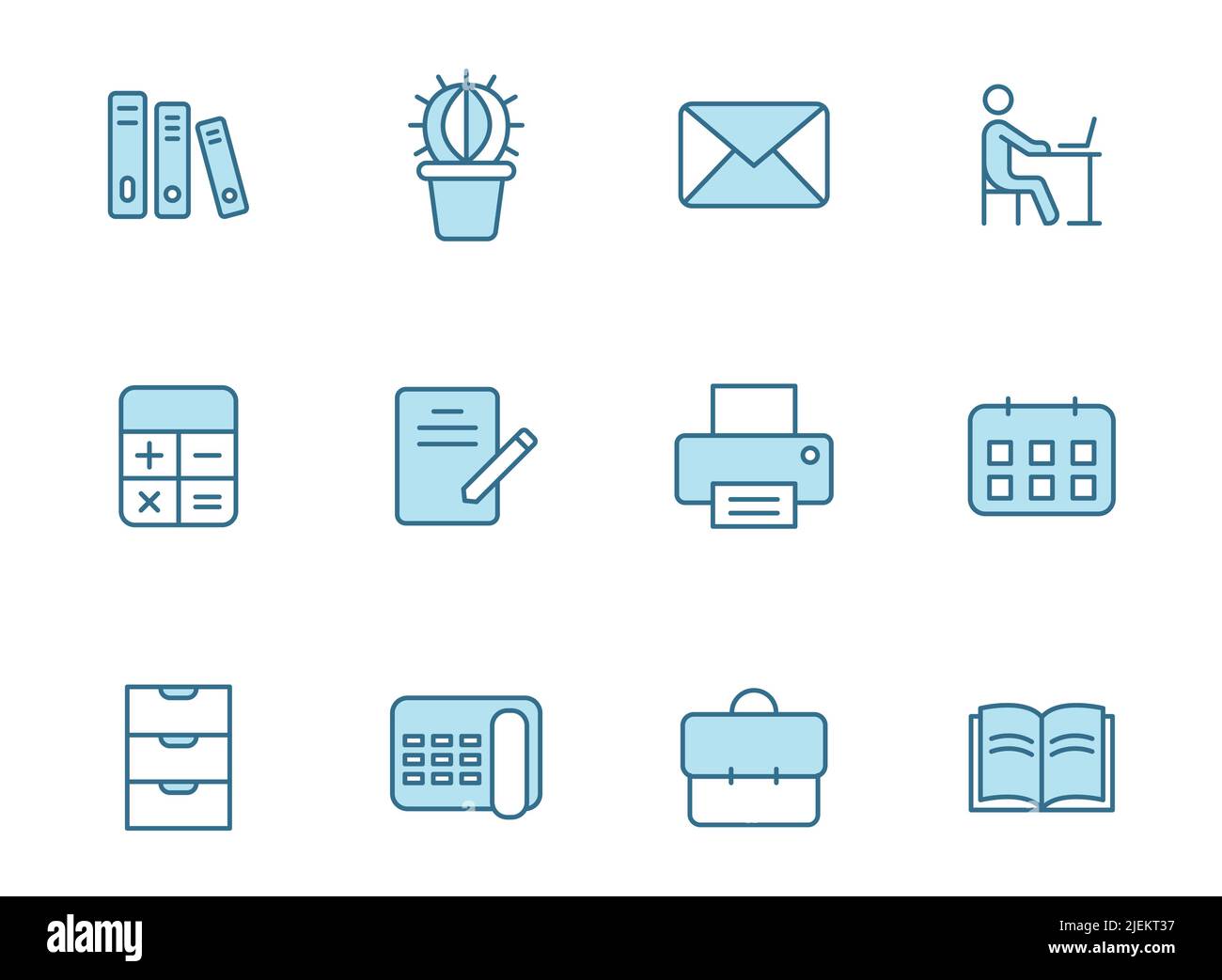 workspace linear vector icons in two colors isolated on white ...