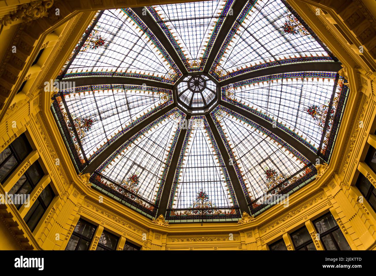 Octagonal dome in Oktogon urban passageway in central Zagreb designed ...