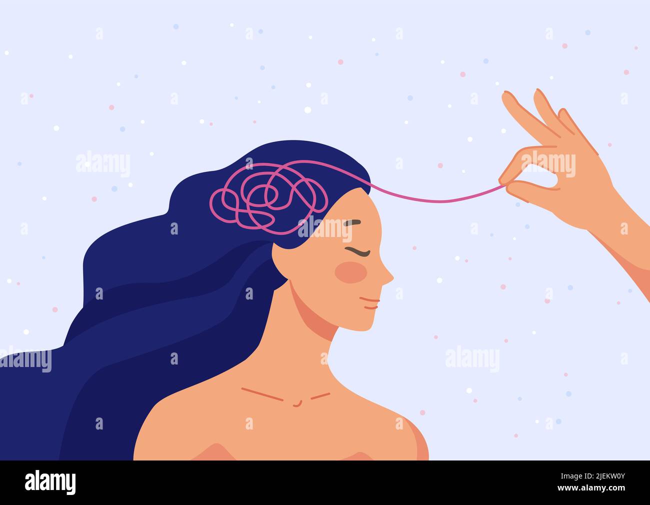 Help tangled minds. Hand unravel disorder mental threads of teenager ...