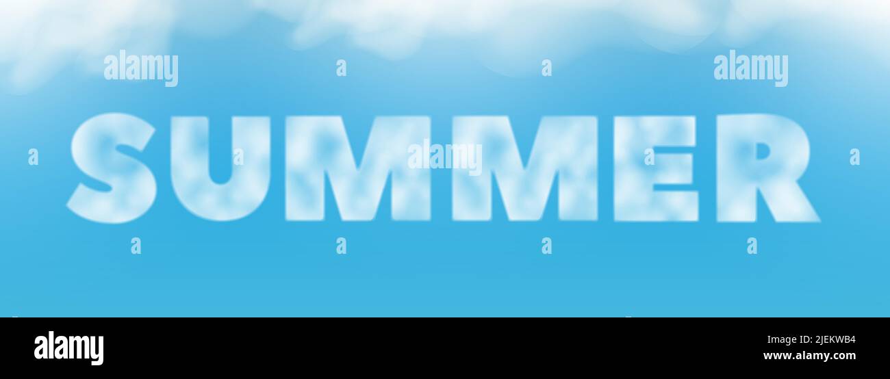 Summer - word transparent cloud inscription on a blue background ...