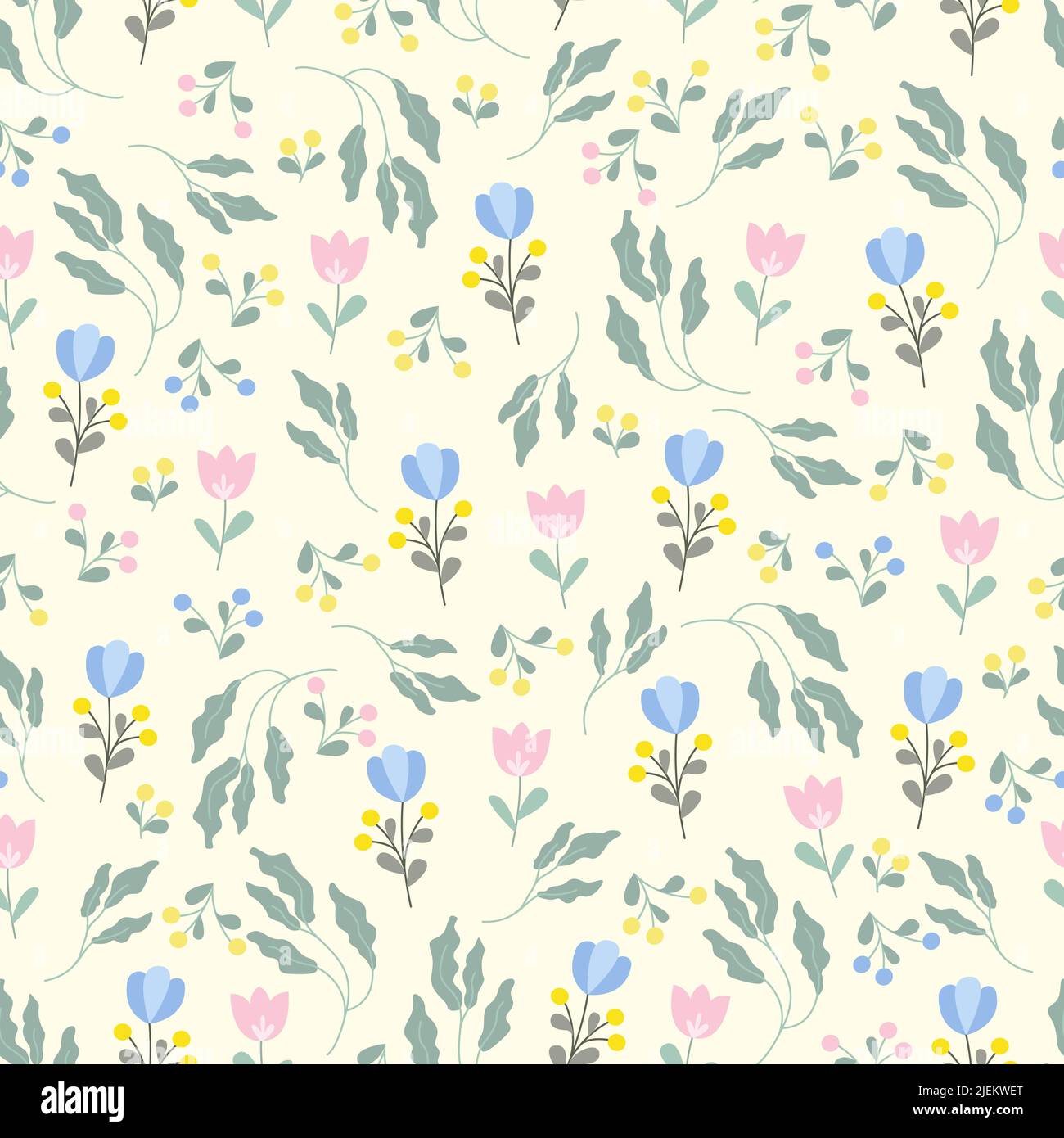 Floral seamless pattern in pastel colors, spring summer print with ...
