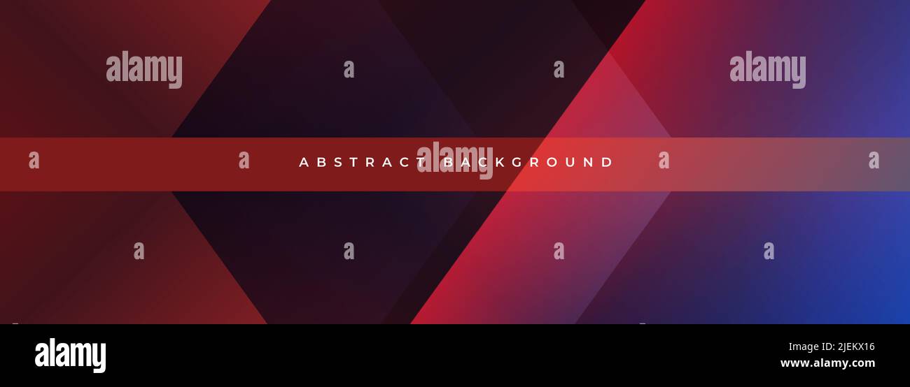 Red and blue abstract modern wide banner with geometric shapes. Dark ...