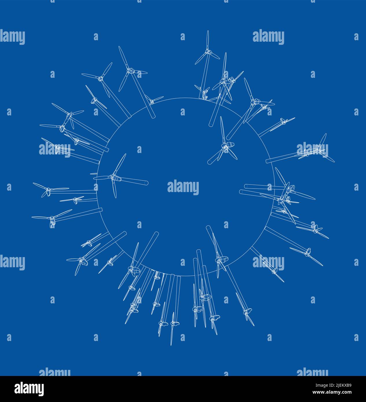 Electric wind turbines on round planet. Vector Stock Vector Image & Art ...