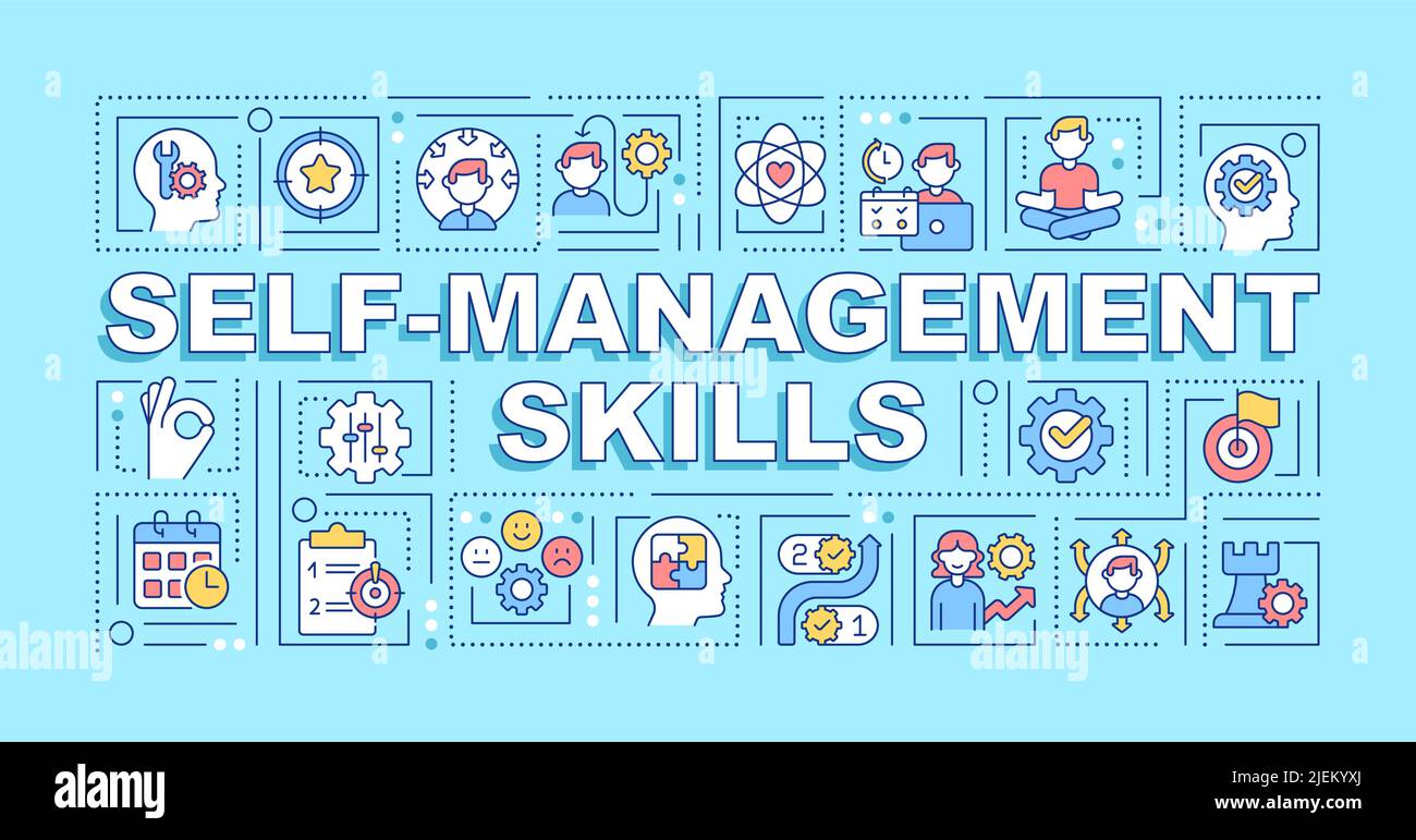 Self-management skills word concepts blue banner Stock Vector Image ...