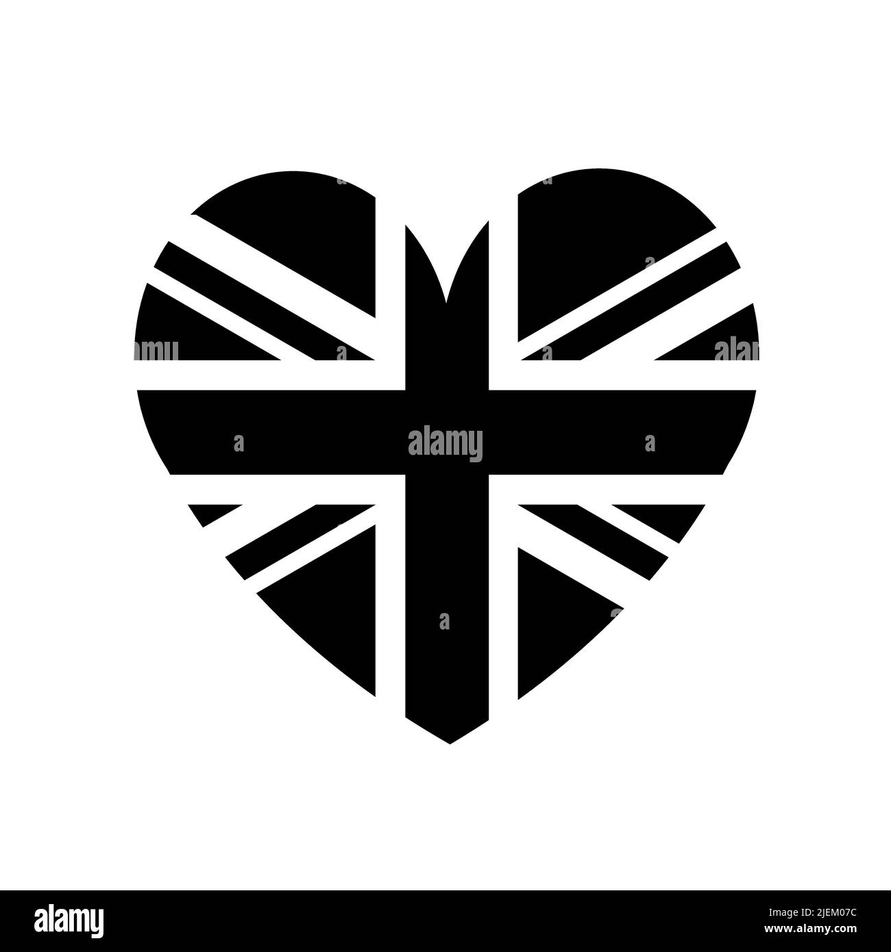 Vector flat heart shaped black Great Britain flag isolated on white ...