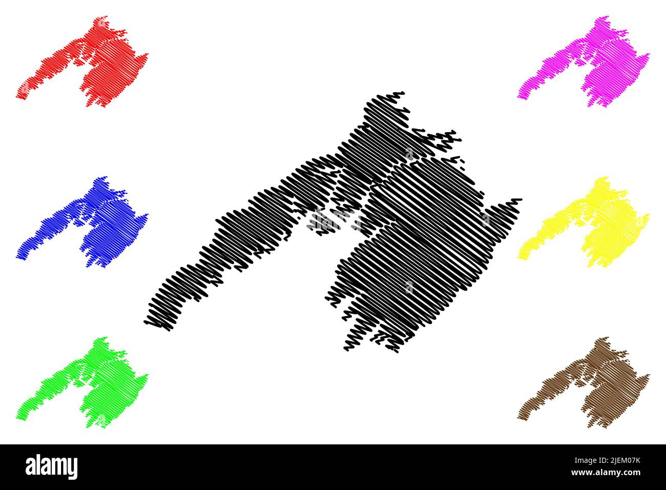 Inner-Vikna island (Kingdom of Norway) map vector illustration ...