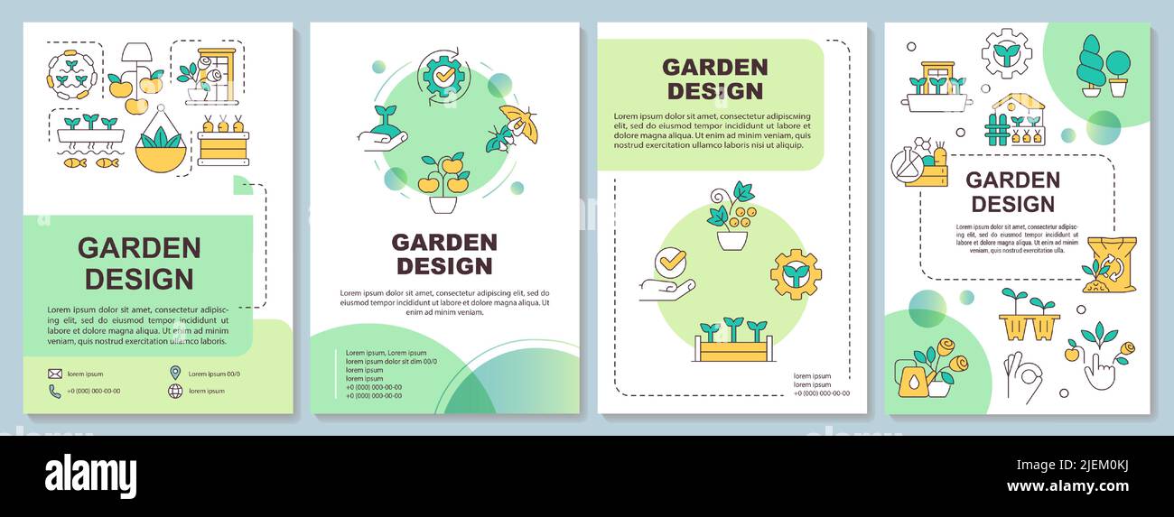 Garden design and landscaping green brochure template Stock Vector ...