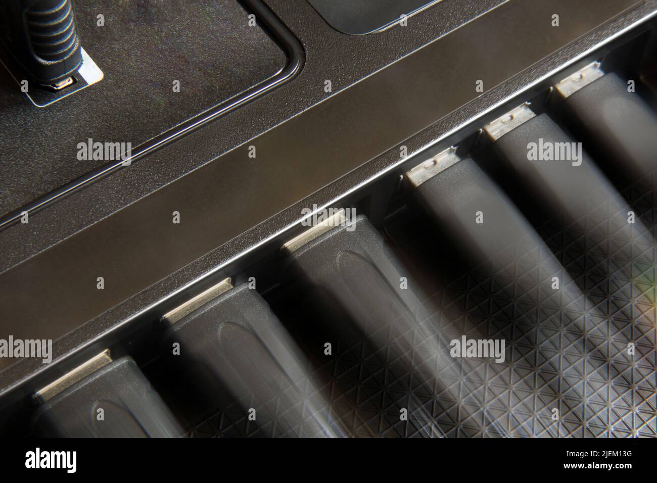 The back panel of the TV with the connectors of the electrical devices ...