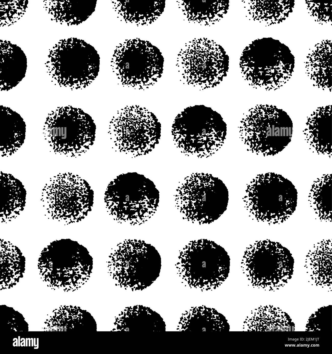 Brush circles seamless pattern. Grunge texture. Hand drawn vector Round ...