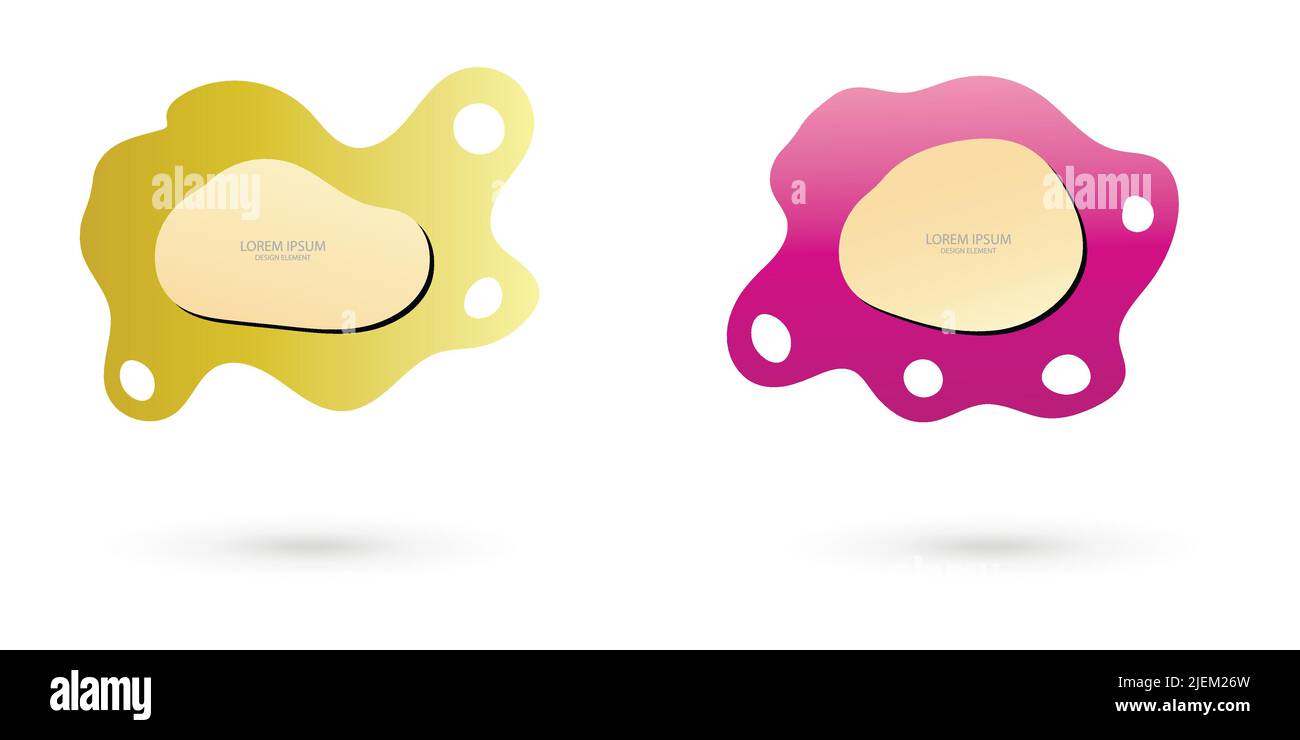 Fluid frame isolated on white background. Set of abstract liquid shapes ...