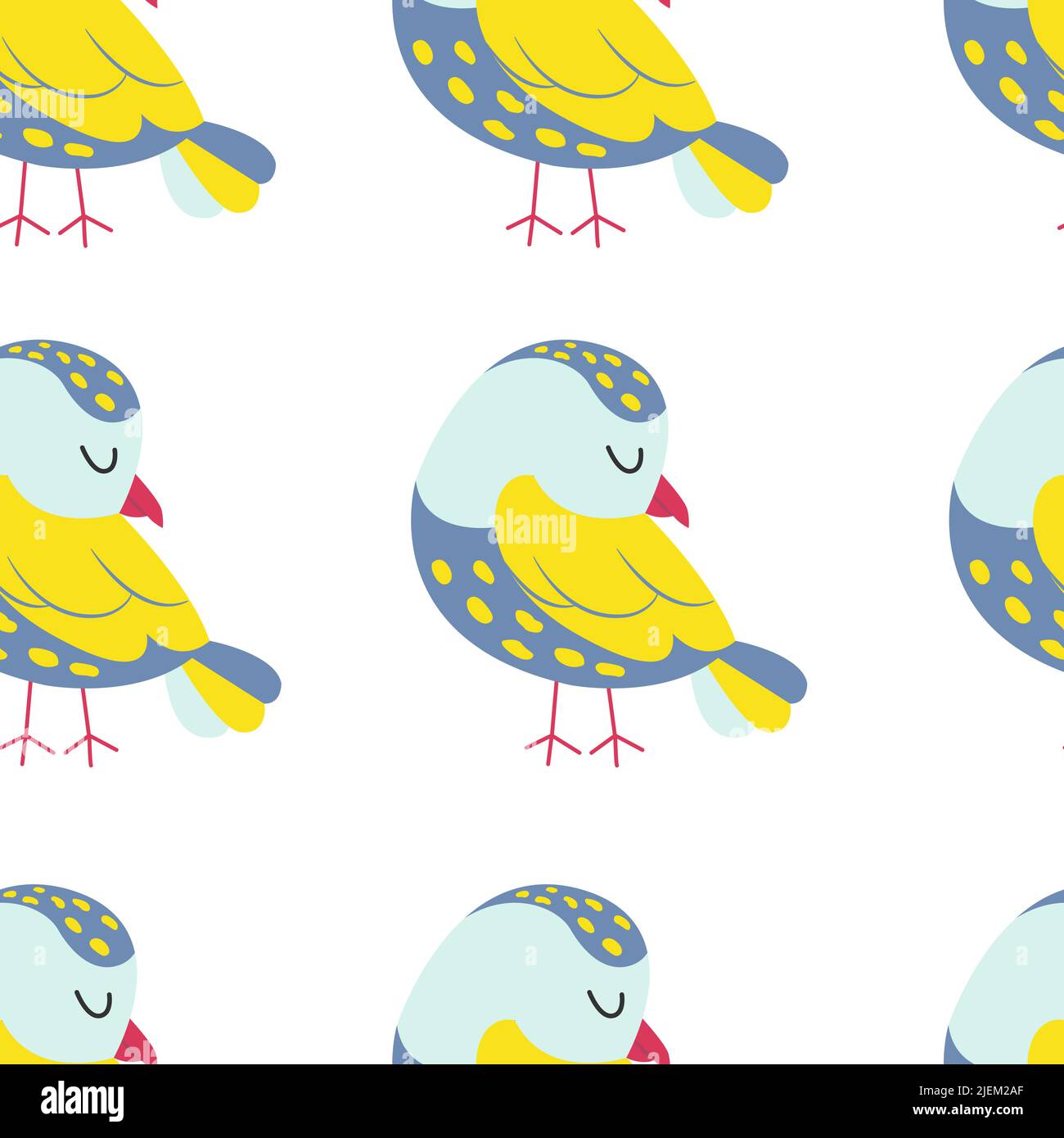 Colorful birds seamless pattern. Exotic birds in different print poses ...