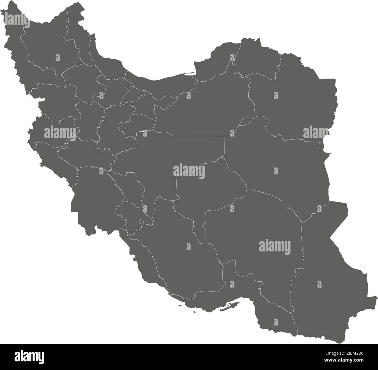 Vector blank map of Iran with provinces and administrative divisions. Editable and clearly ...