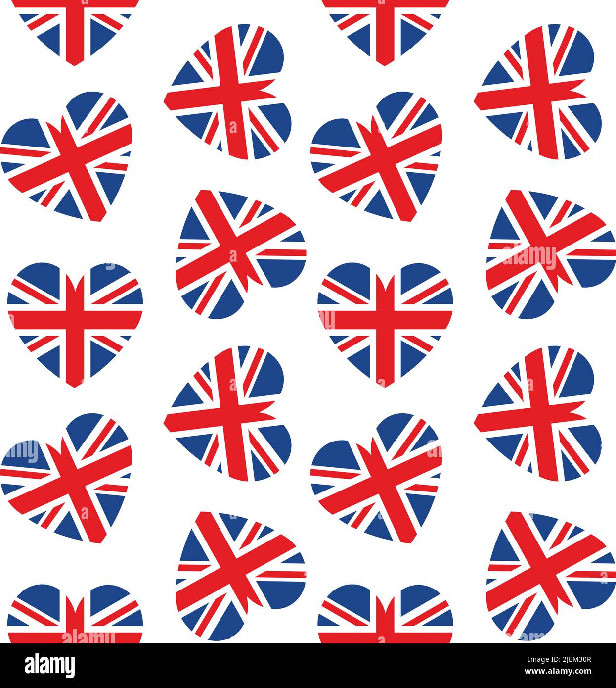 Vector seamless pattern of flat heart shaped Great Britain flag ...