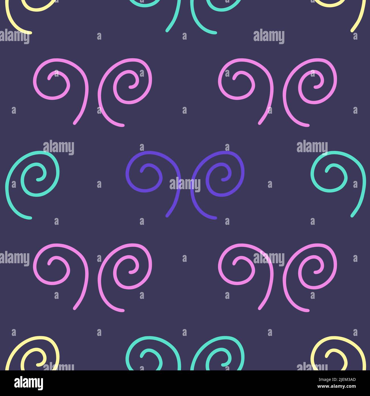 Swirl icon vector illustration. Seamless pattern. Hand drawn colorful ...