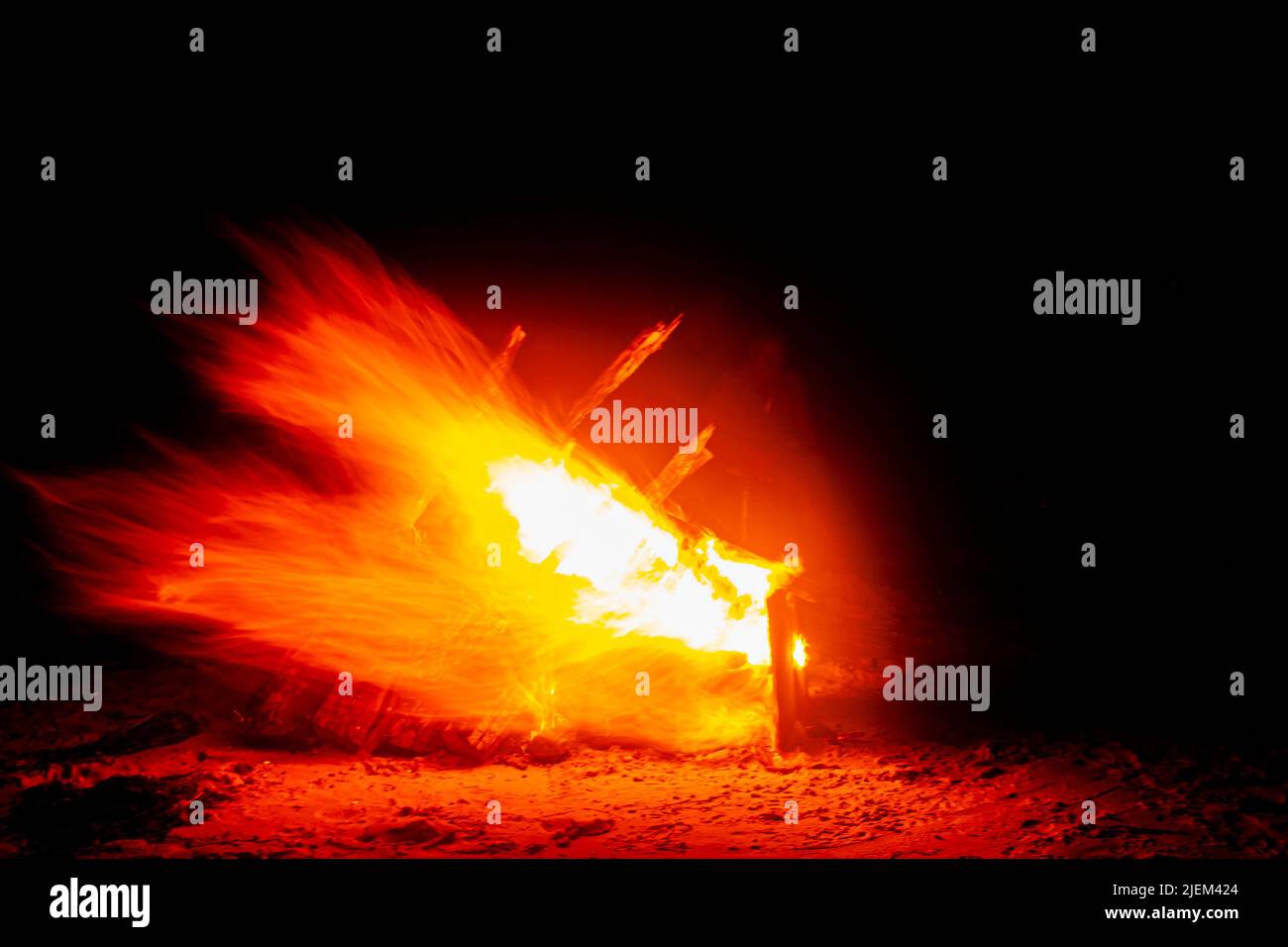 The flames of a huge bonfire Stock Photo - Alamy