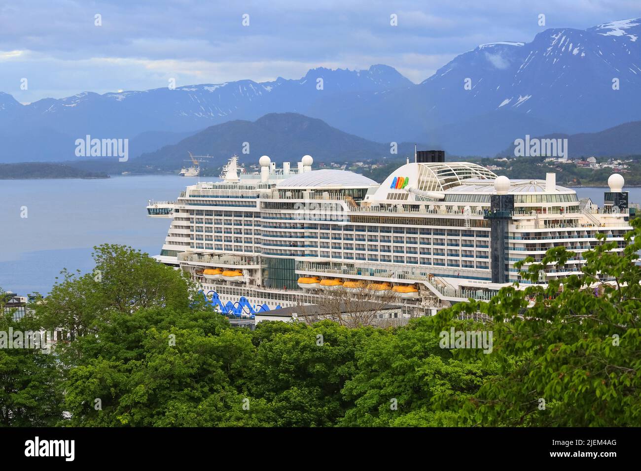 Aalesund Norway 06/14/2022 Cruise liner Aida Prima in the Norwegian ...