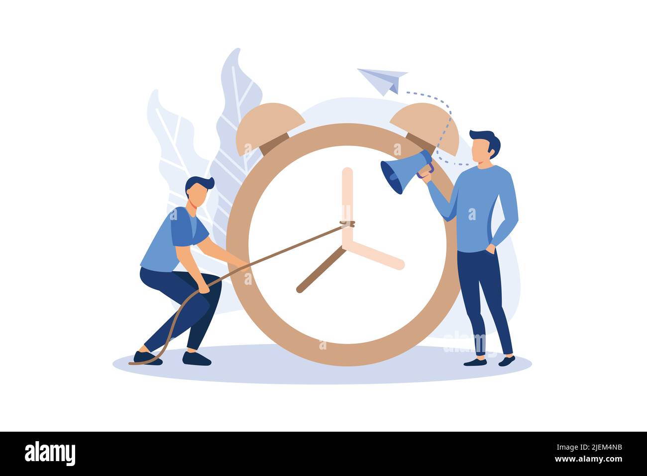 the alarm clock is ringing on a white background, the concept of ...