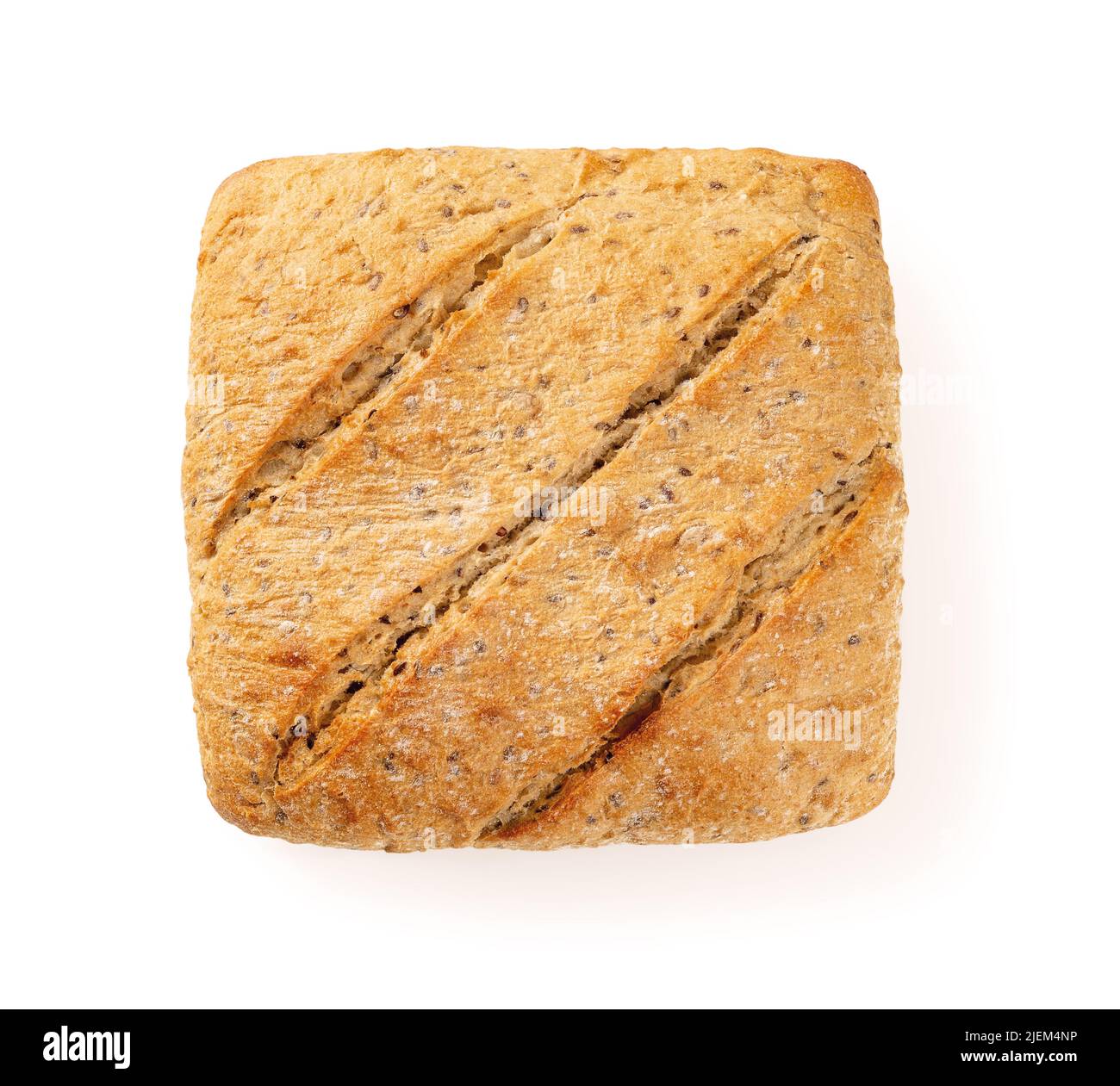 Square loaf of bread with flax seeds cutout. Whole wheat bread with a ...