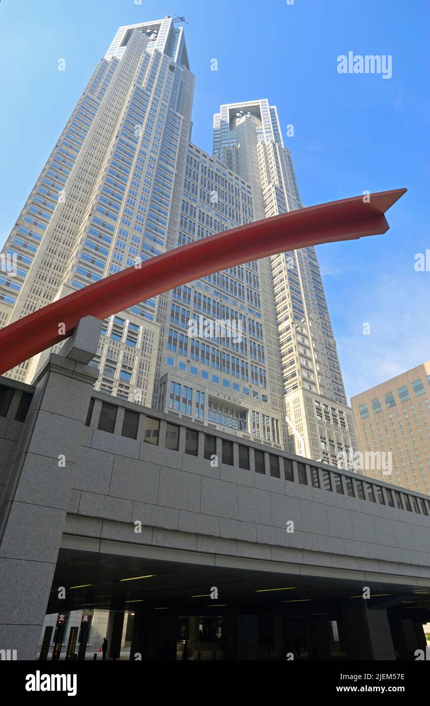 The Tokyo Metropolitan Government Building with the silhouette of a ...