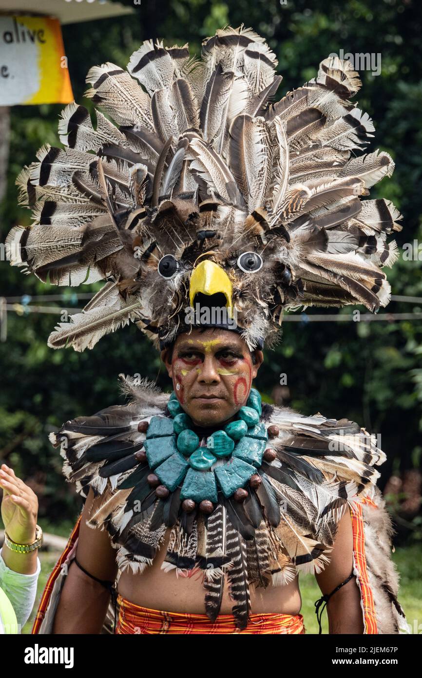Demonstration of an ancient Mayan Priest performing a ceremony near ...