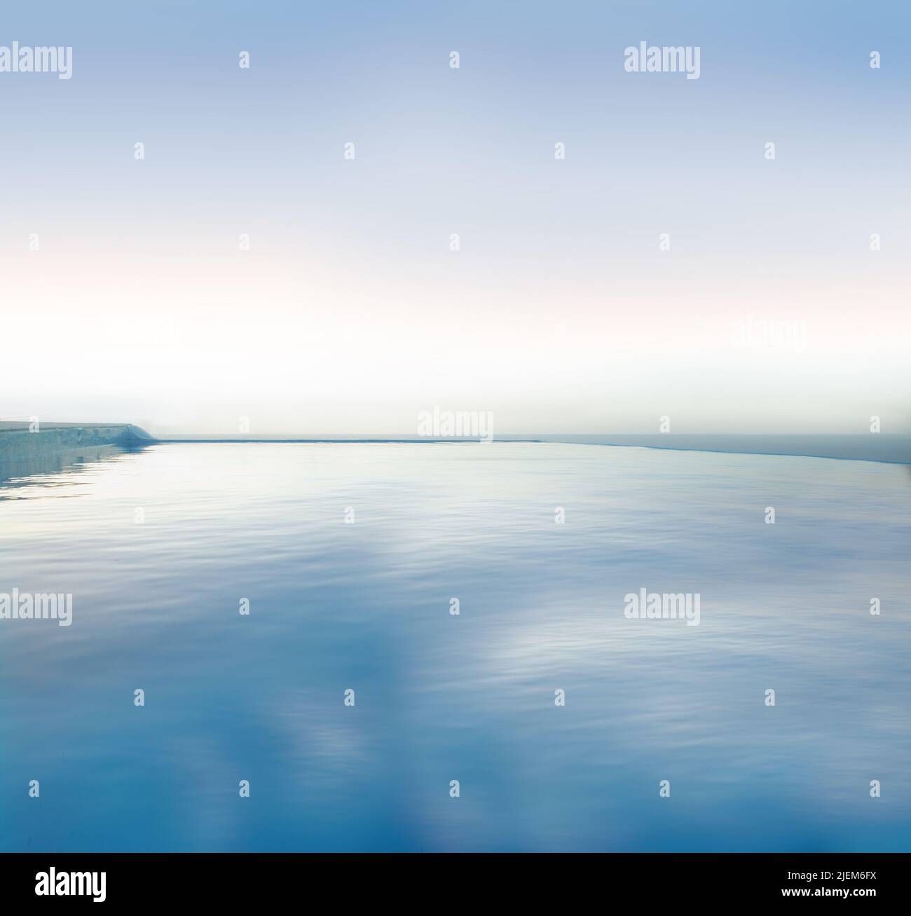 Infinity pool and a blue sky with copyspace. The edge of a beautiful ...