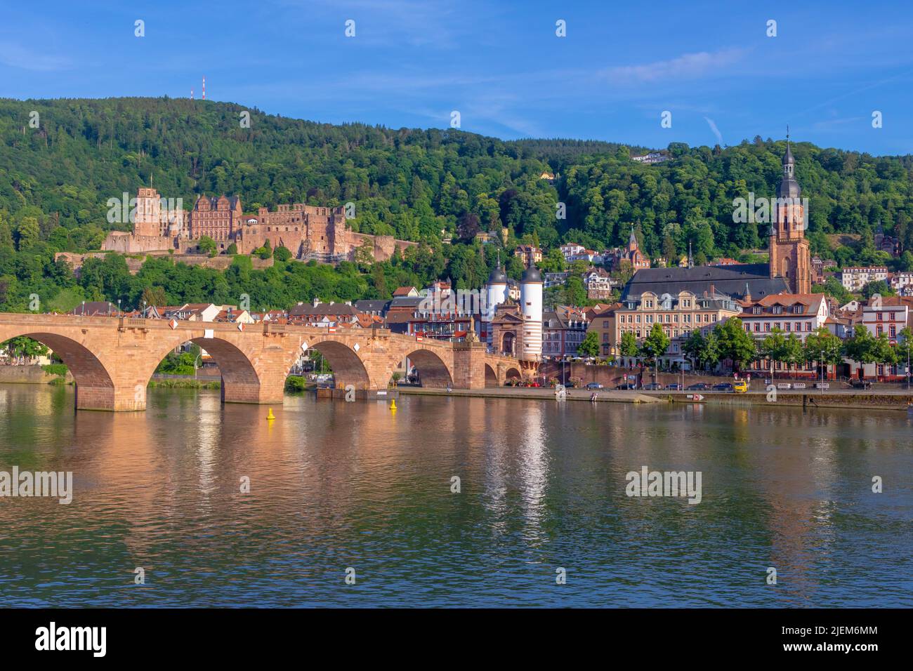 beautiful city view of Heidelberg in summer light. Heidelberg on the ...