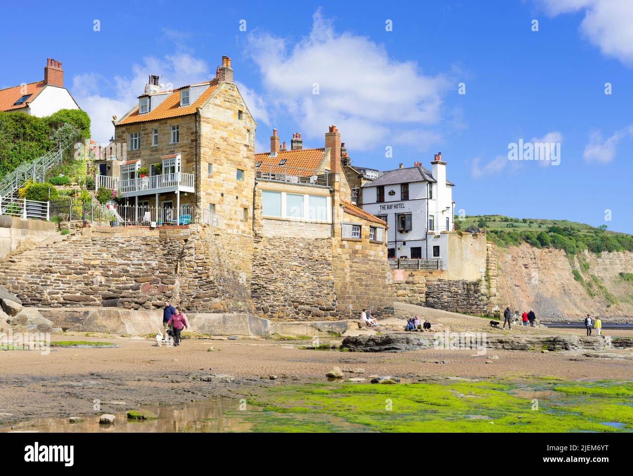 Robin Hood's Bay Yorkshire The Bay Hotel on the slipway to the beach at ...