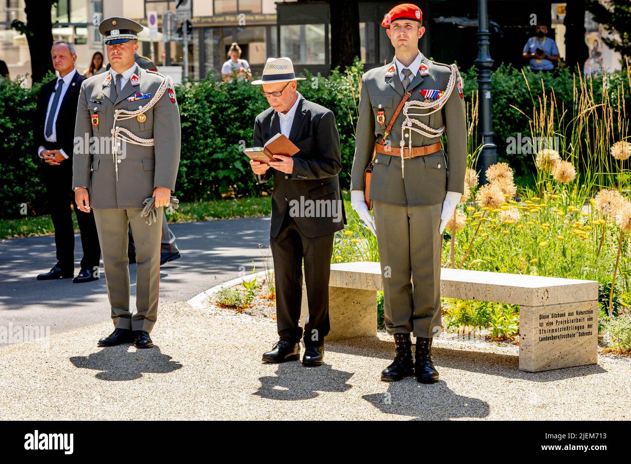 Austrian Royal Guards attending the Welcome Ceremony at Hofburg, the ...