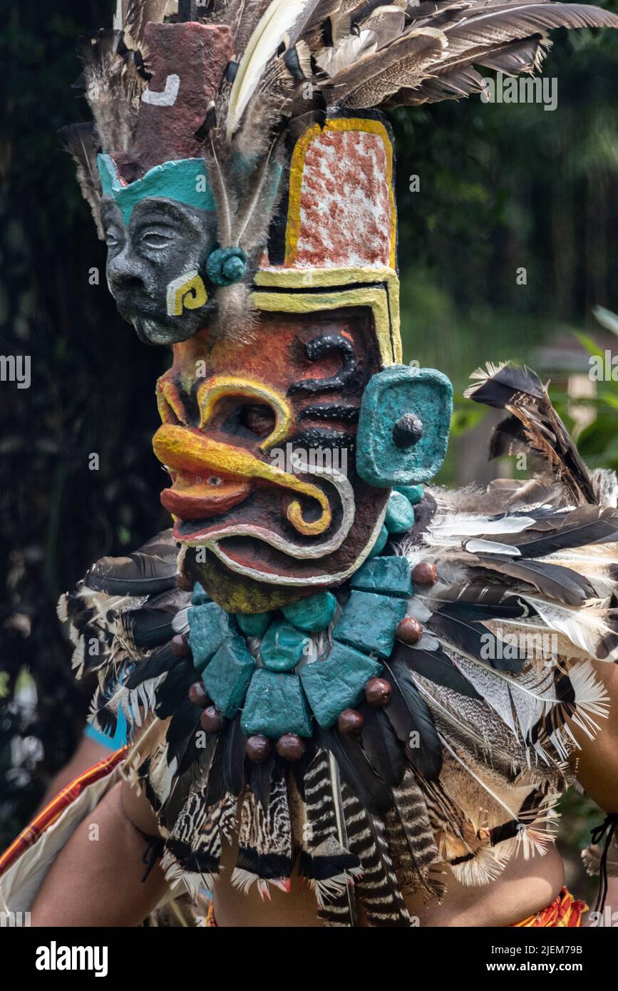 Demonstration of an ancient Mayan Priest performing a ceremony near ...