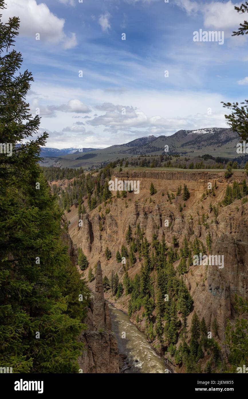 Red Rock Canyon and River in American Landscape. Yellowstone National ...