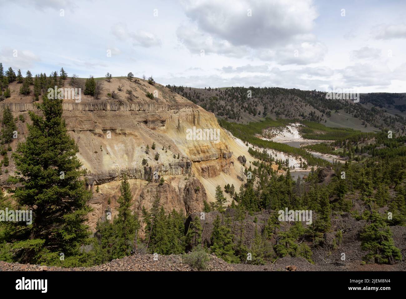 Red Rock Canyon and Winding River in American Landscape. Yellowstone ...