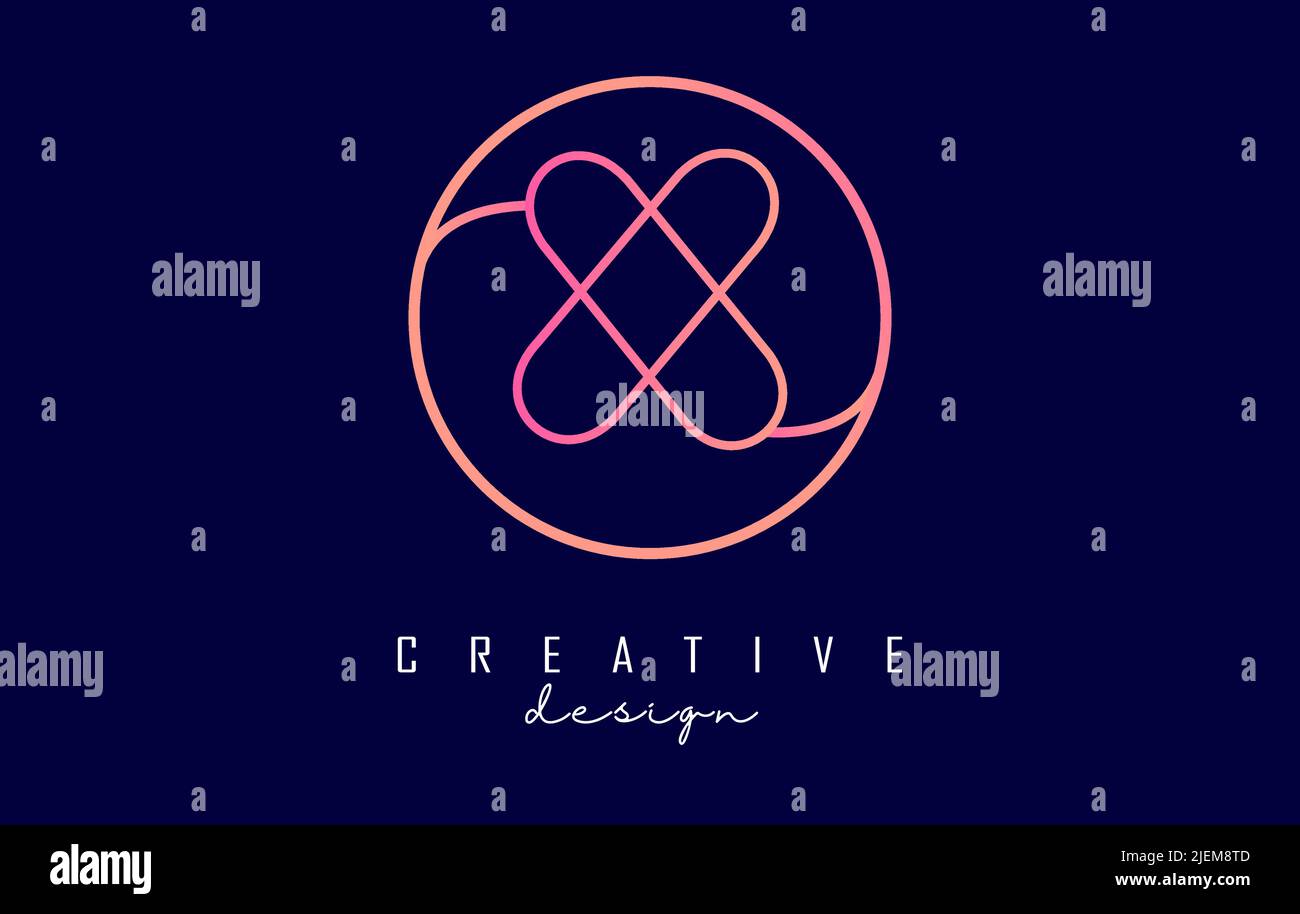 Gradient outline letter X logo with circle frame and monogram design ...