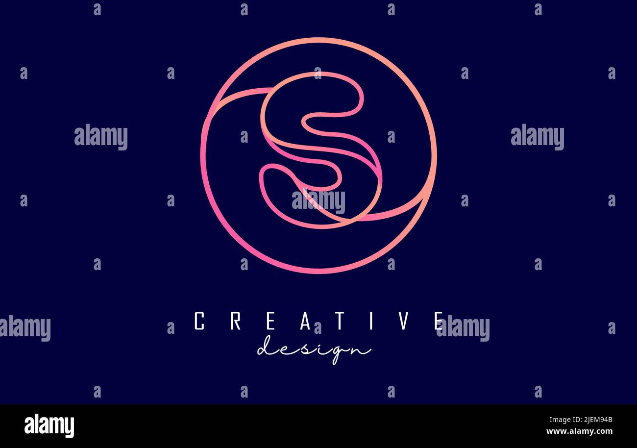 Gradient outline letter S logo with circle frame and monogram design ...