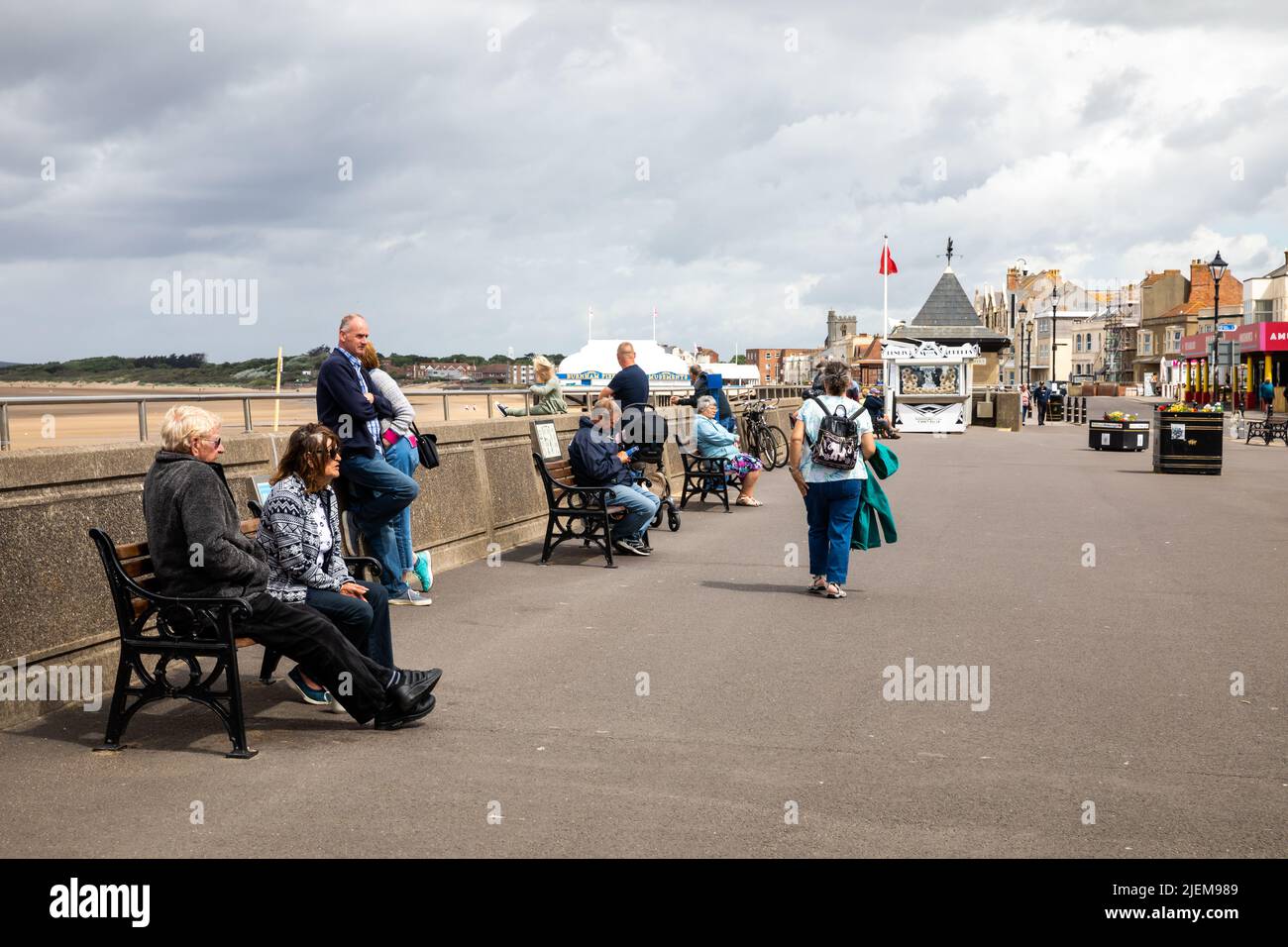 People walking along the Promenade in Burnham On Sea, Somerset Stock ...
