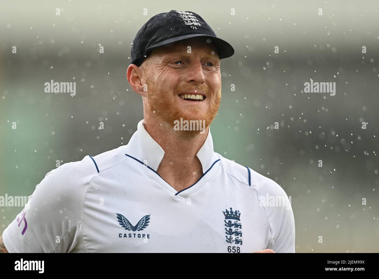 Ben Stokes of England leaves the field due to rain Stock Photo - Alamy