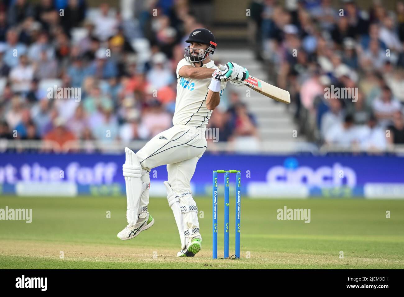 Daryl Mitchell of New Zealand in action during the game during day 2 of ...