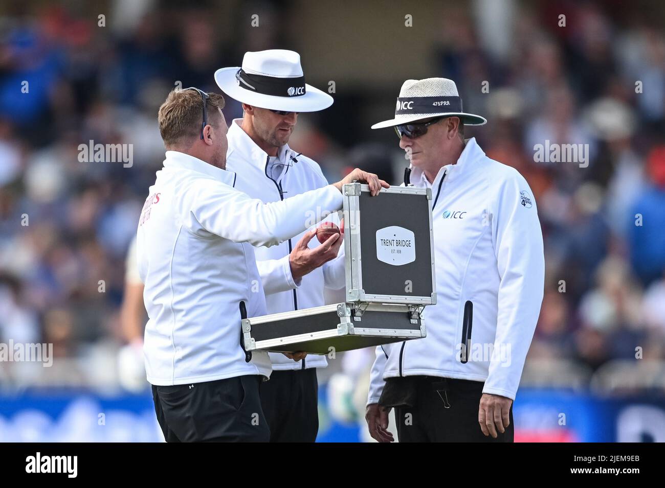 on field umpire Michael Gough (L) and on field umpire Paul Reiffel (R ...