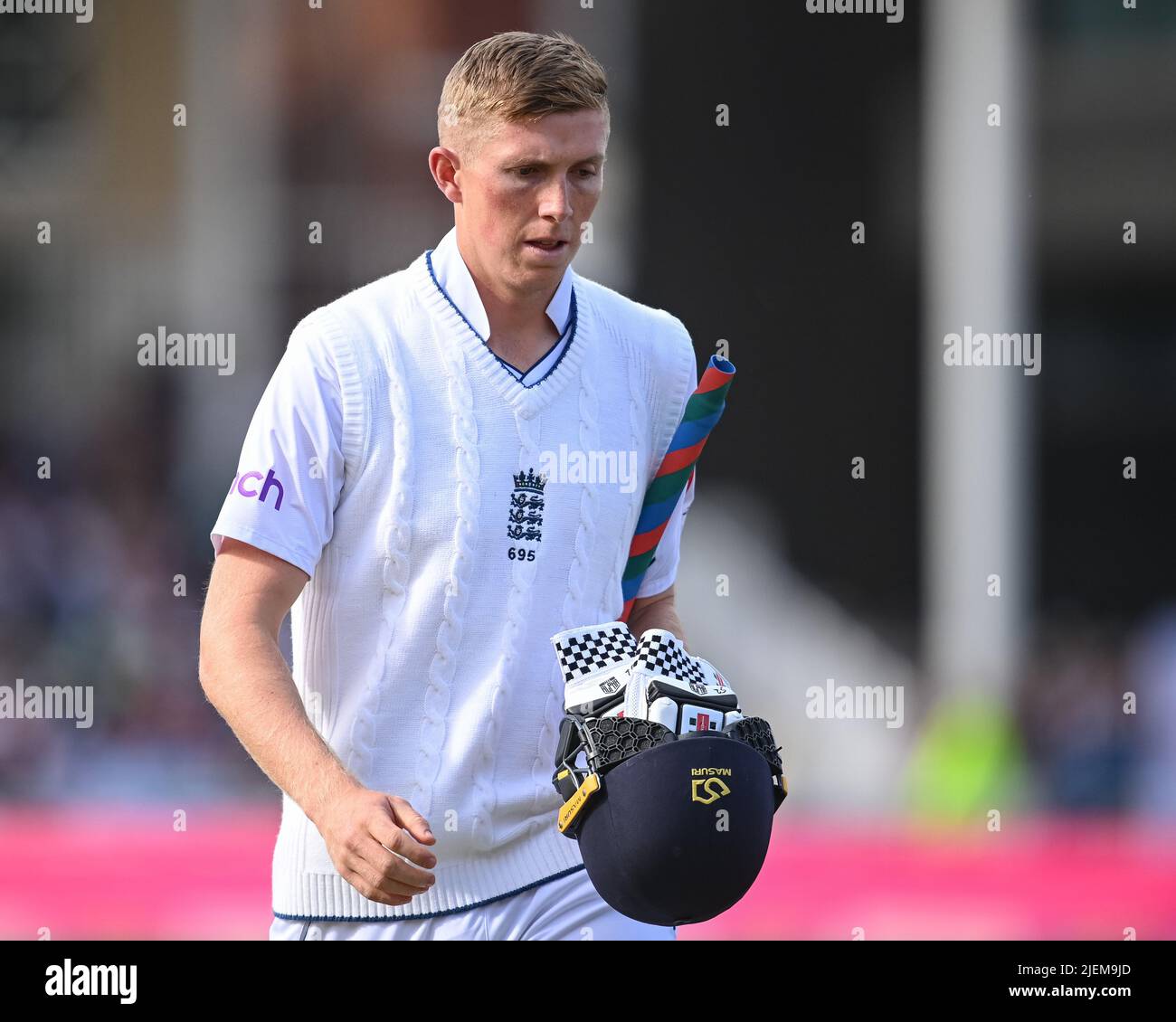 Zak Crawley of England leaves the field after being dismissed Stock ...