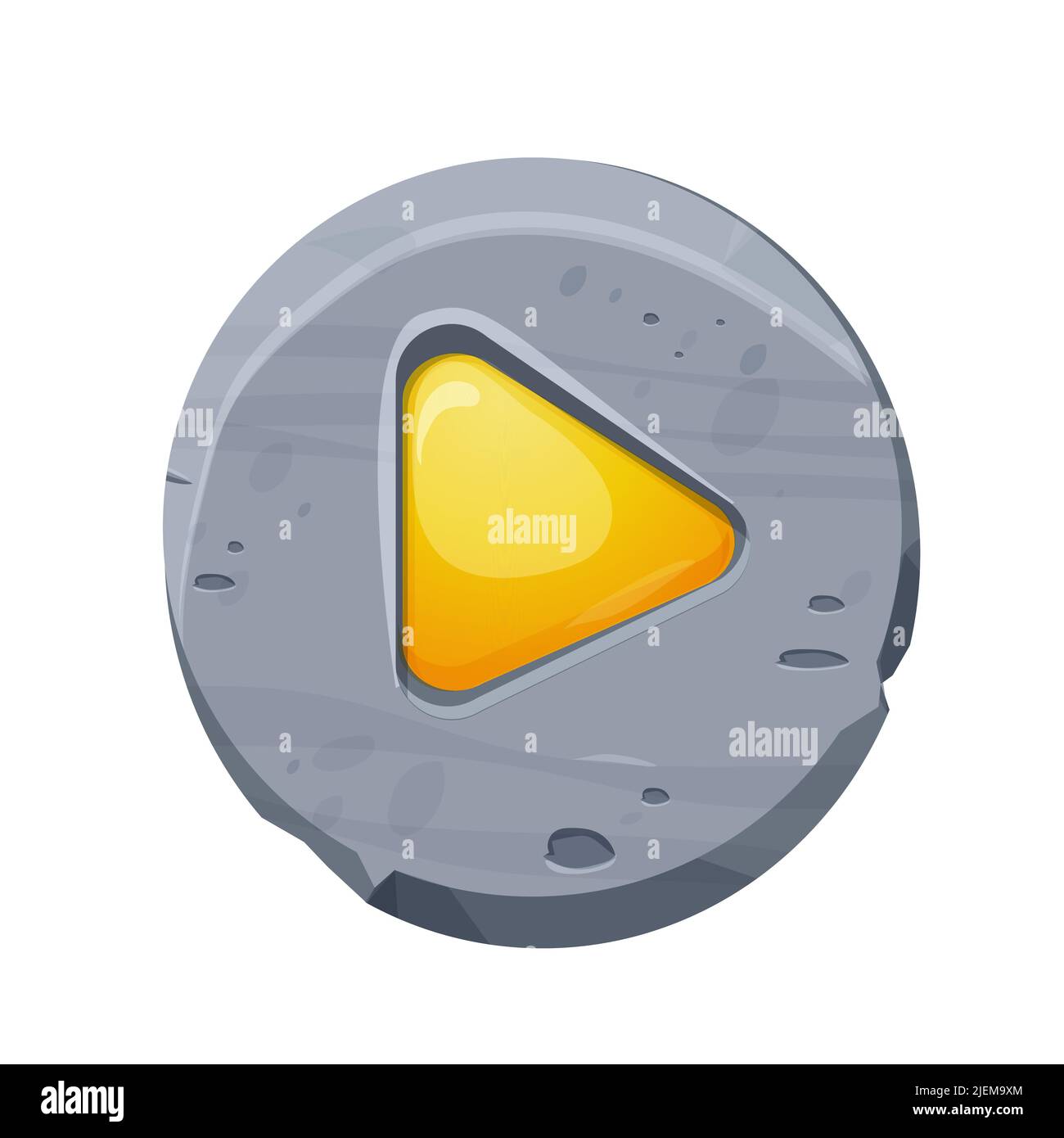 Jungle play or start button with stone in funny cartoon style isolated ...