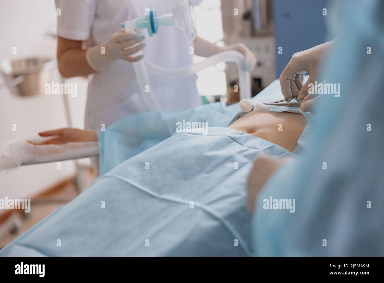 Close up of doctor's hand prepare patient skin for surgery using ...