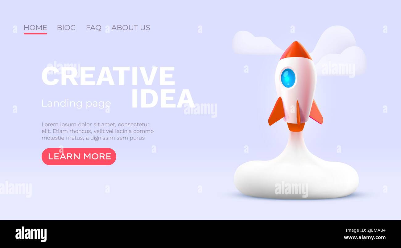 Rocket space startup, creative idea cover, landing page web site ...
