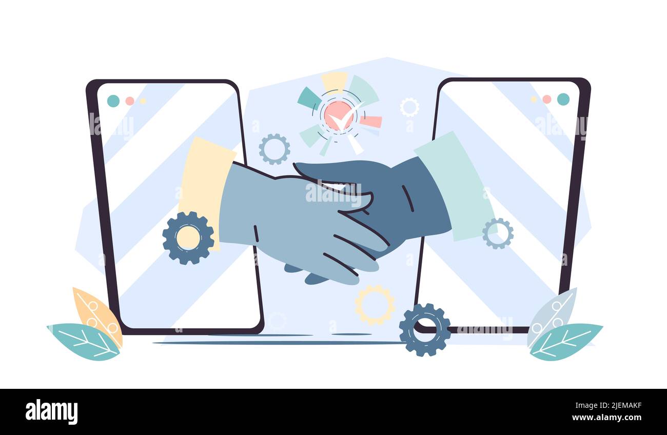 Partnership and business collaboration banner, flat cartoon vector ...