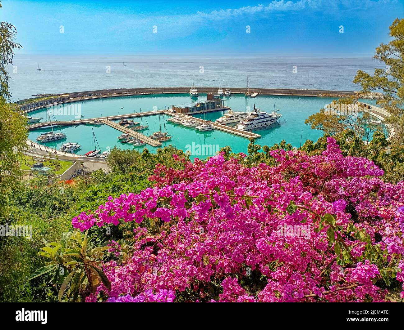 Aerial Drone of Cala Del Forte, new marina in Ventimiglia, Liguria ...