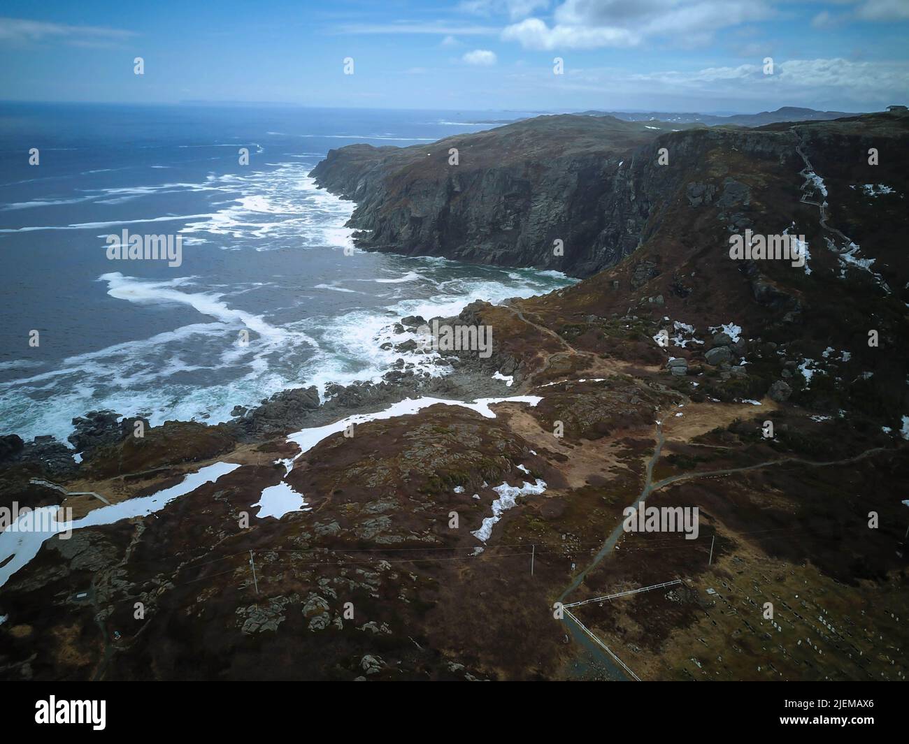 Drone photos showing the landscape of St Anthonys Newfoundland Stock ...