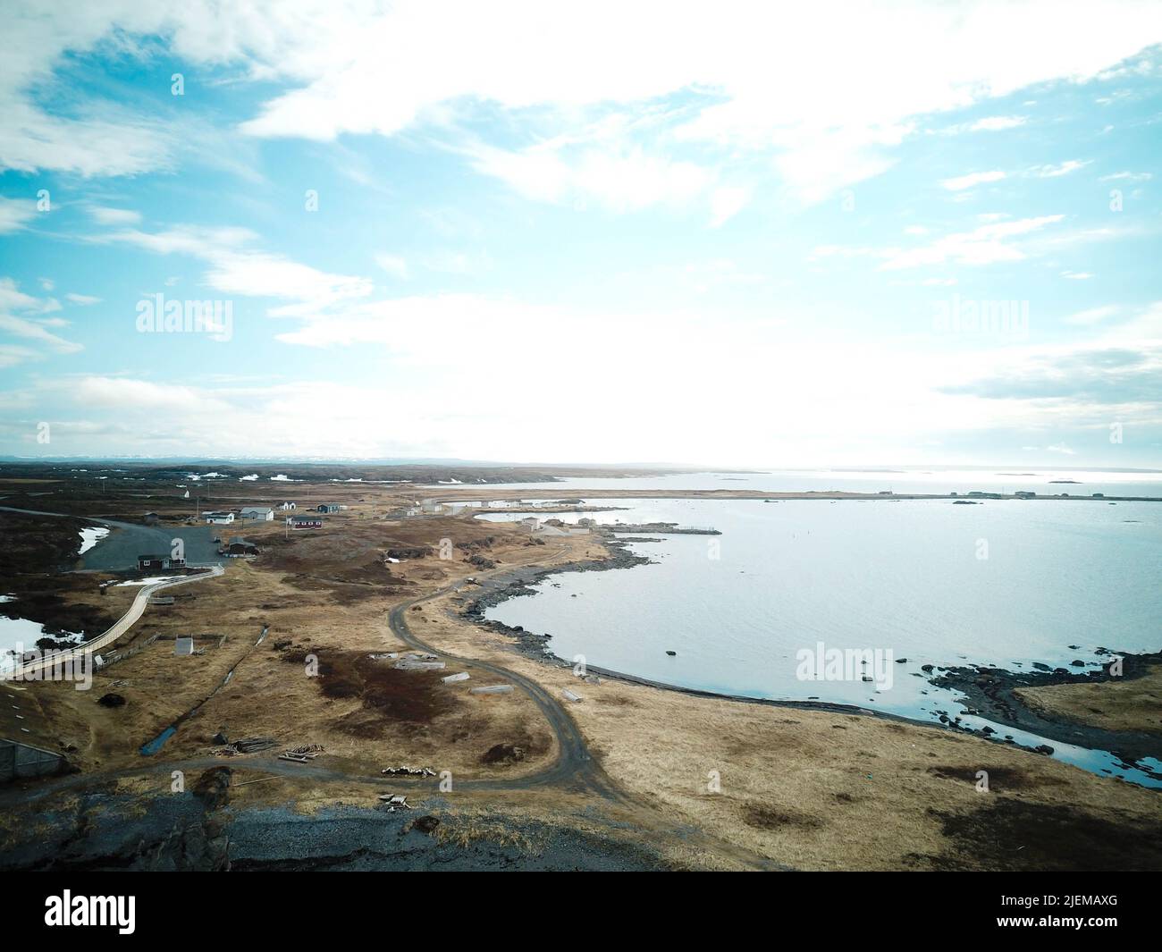 Aerial image of L'Anse aux Meadows, Newfoundland, Canada Stock Photo ...