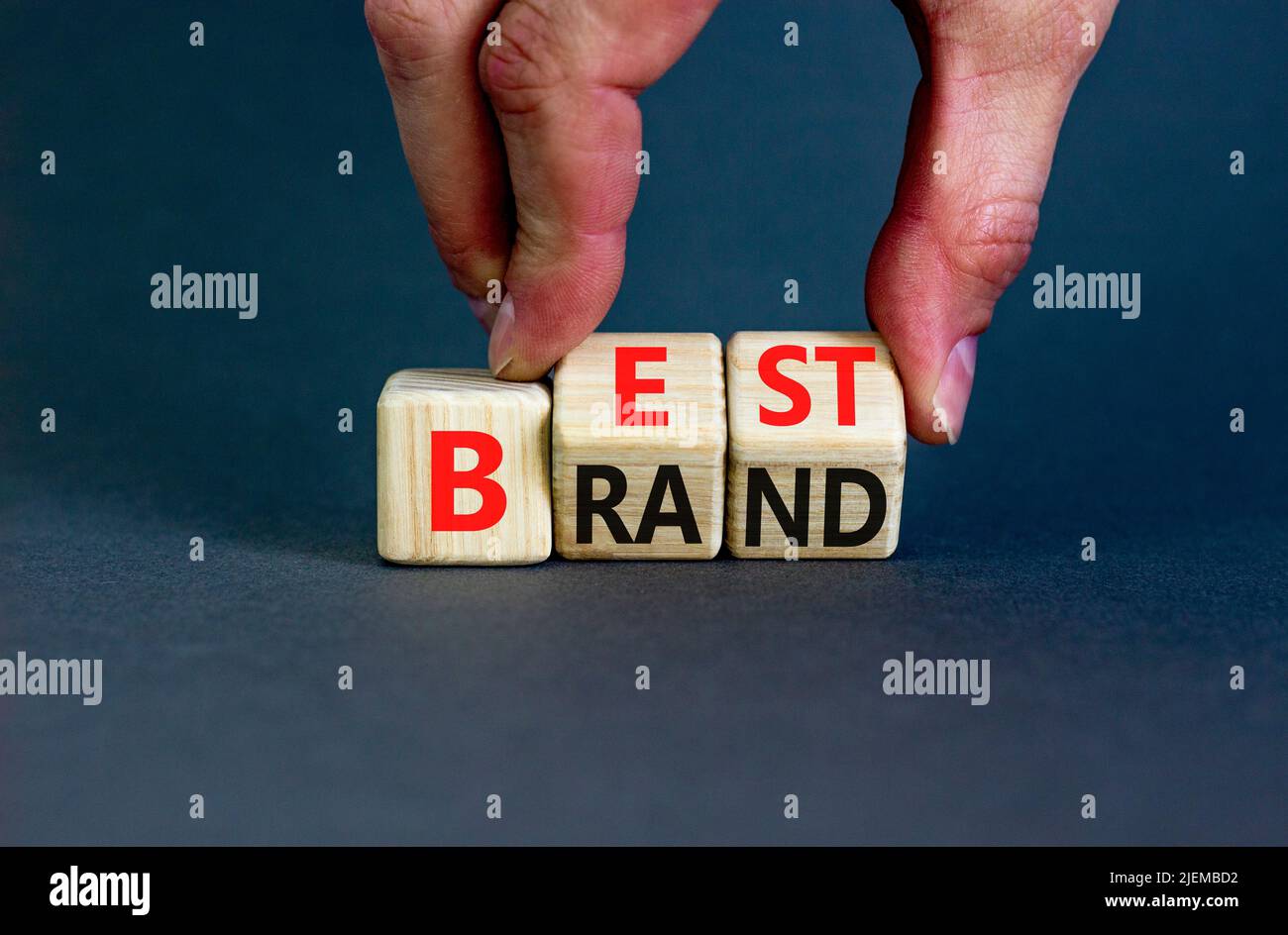 Build your best brand symbol. Concept words Best brand on wooden cubes ...