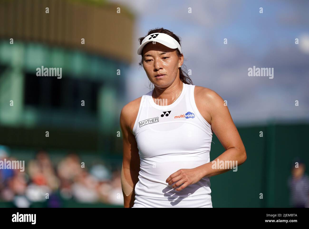 Yuriko Miyazaki during her match against Caroline Garcia on day one of ...