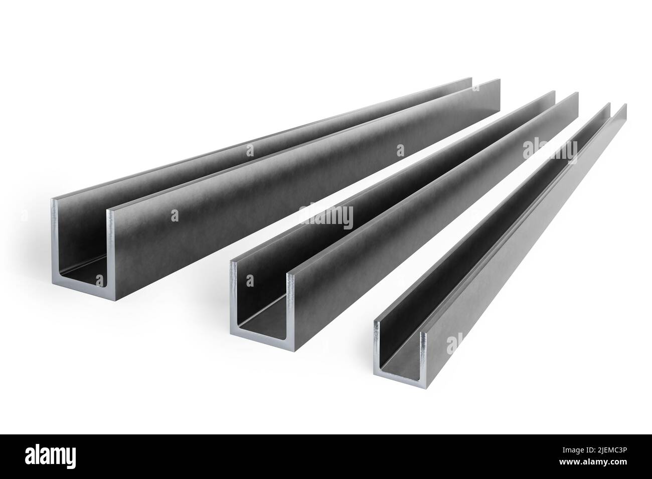 Three steel channels of square shape and different size- 3d render ...