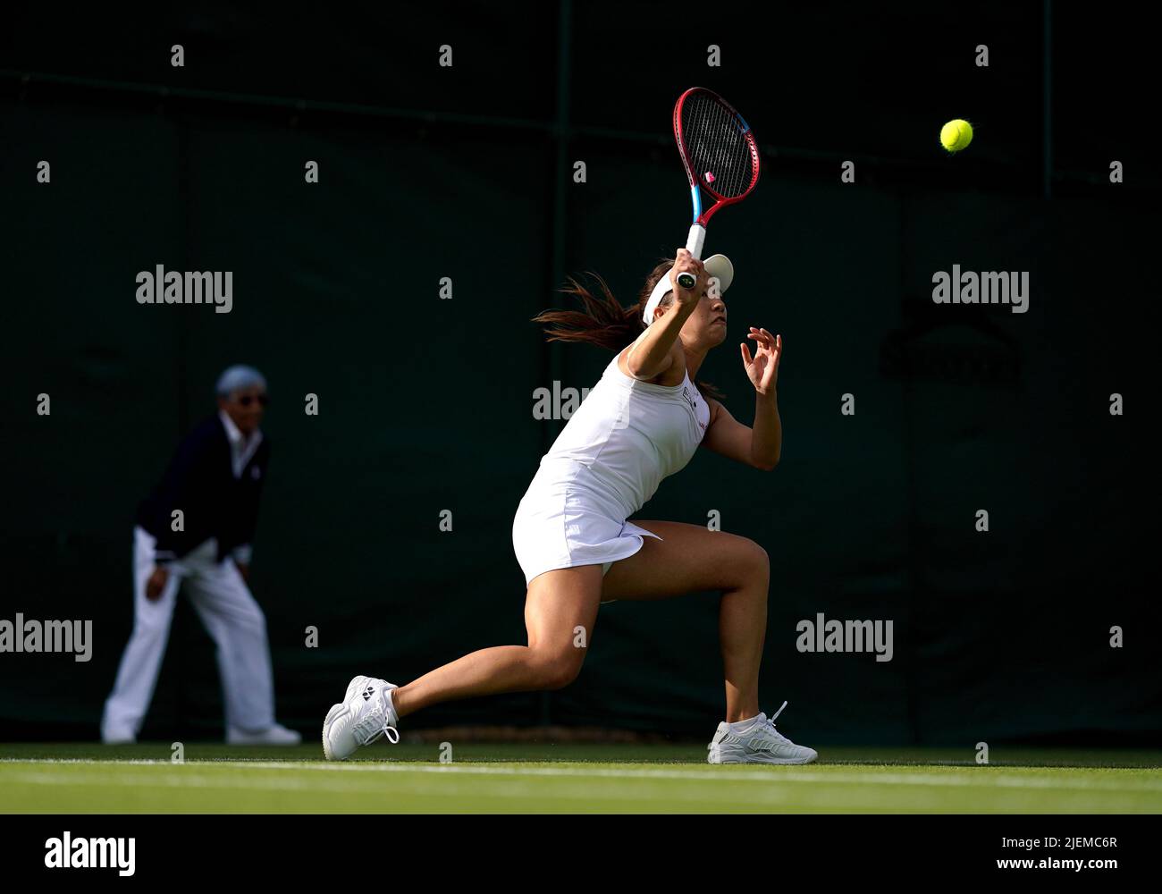 Yuriko Miyazaki during her match against Caroline Garcia on day one of ...